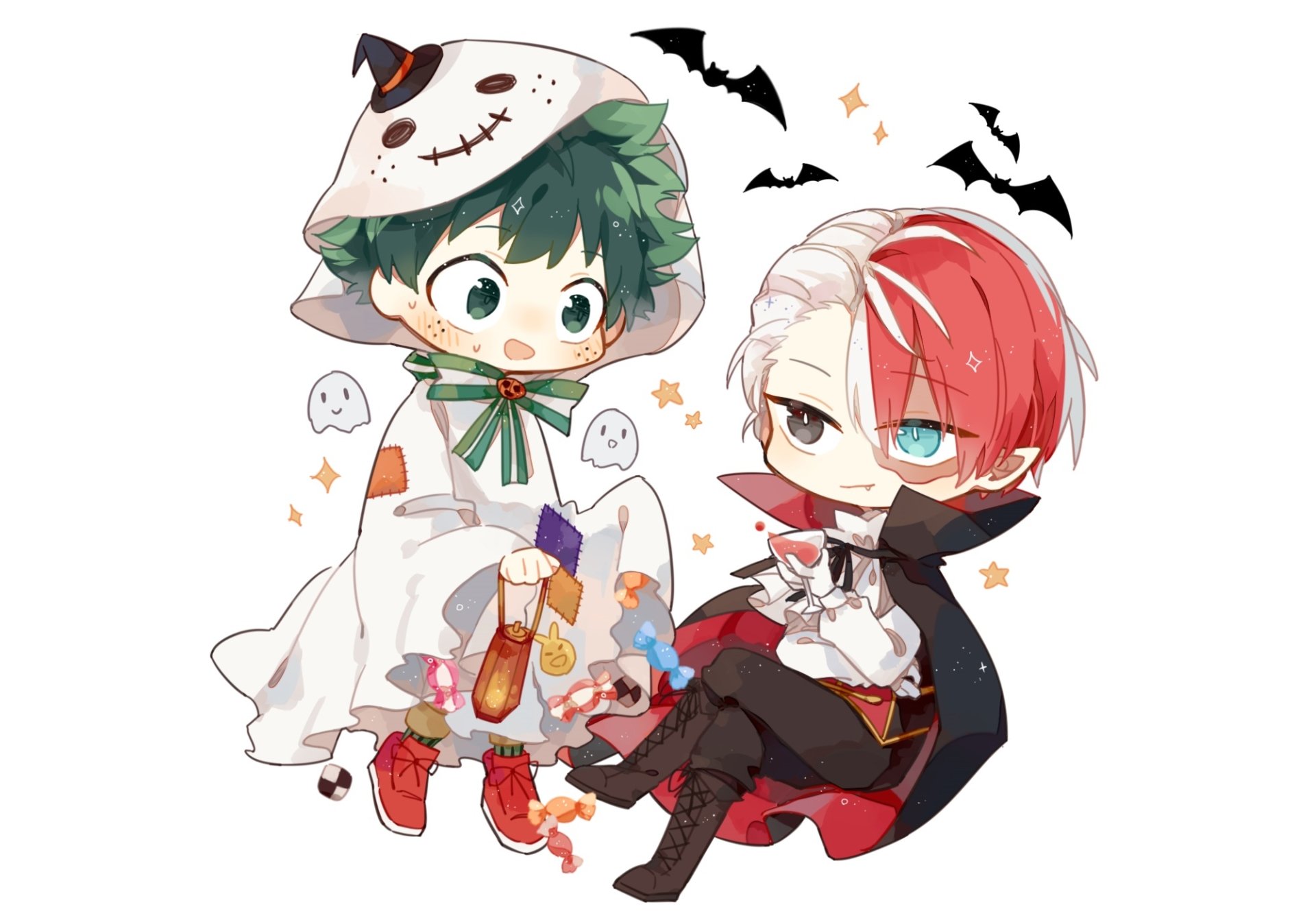 Halloween Heroes: Todoroki & Midoriya in Spooky My Hero Academia Style ...