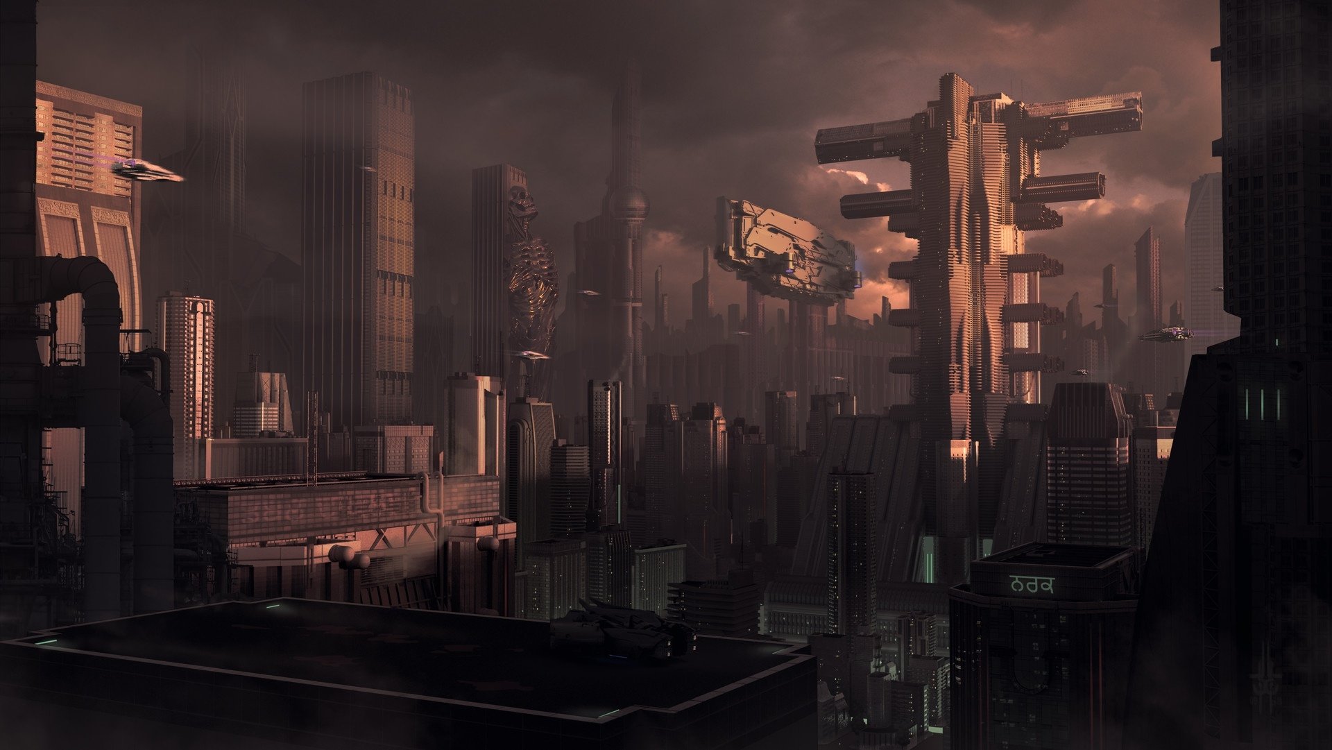 Futuristic Sci-Fi Cityscape HD: Towering Skyscrapers of Tomorrow by ...