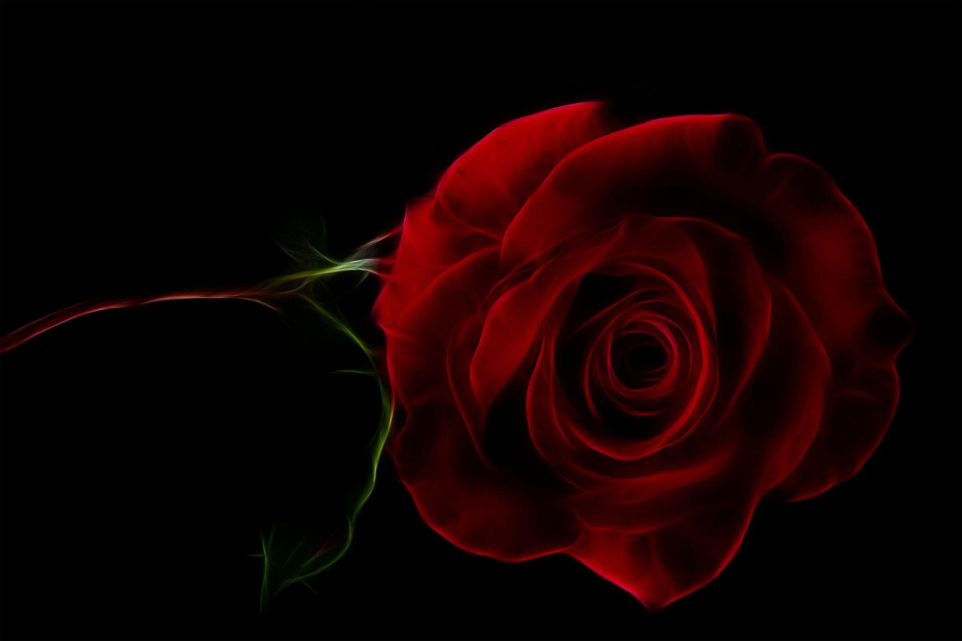 Download Red Flower Fractal Black Artistic Rose 4k Ultra HD Wallpaper ...