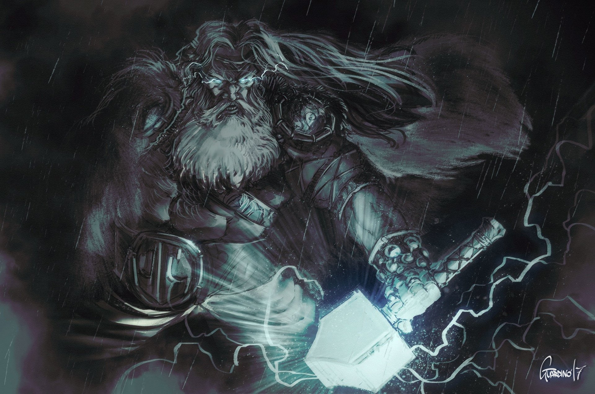 Download Beard Hammer God Fantasy Gods HD Wallpaper by Andrea Guardino
