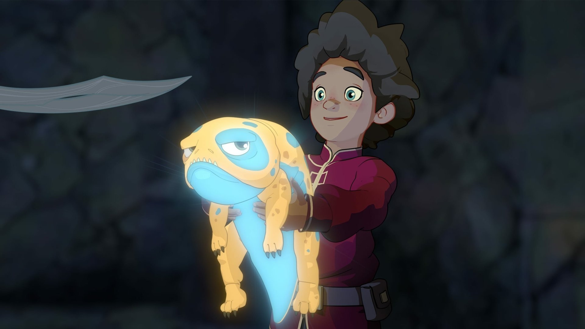 The Dragon Prince HD Wallpaper: Magical Moment with Callum and Baby Dragon