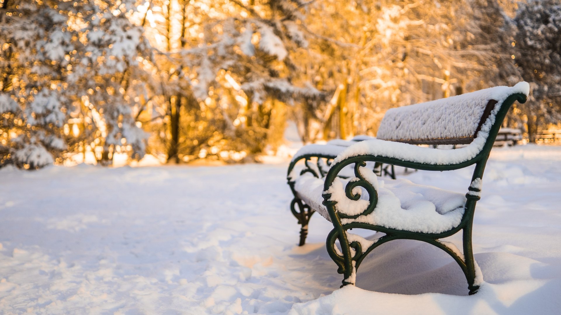Winter Serenity: Snow-Covered Bench in 4K Ultra HD | 3840x2160 ...