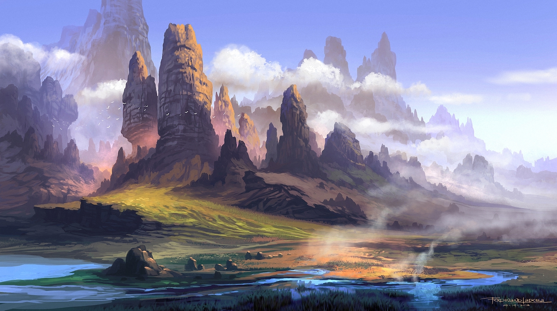 Enchanted Peaks: A Breathtaking Fantasy Landscape HD Wallpaper by ...