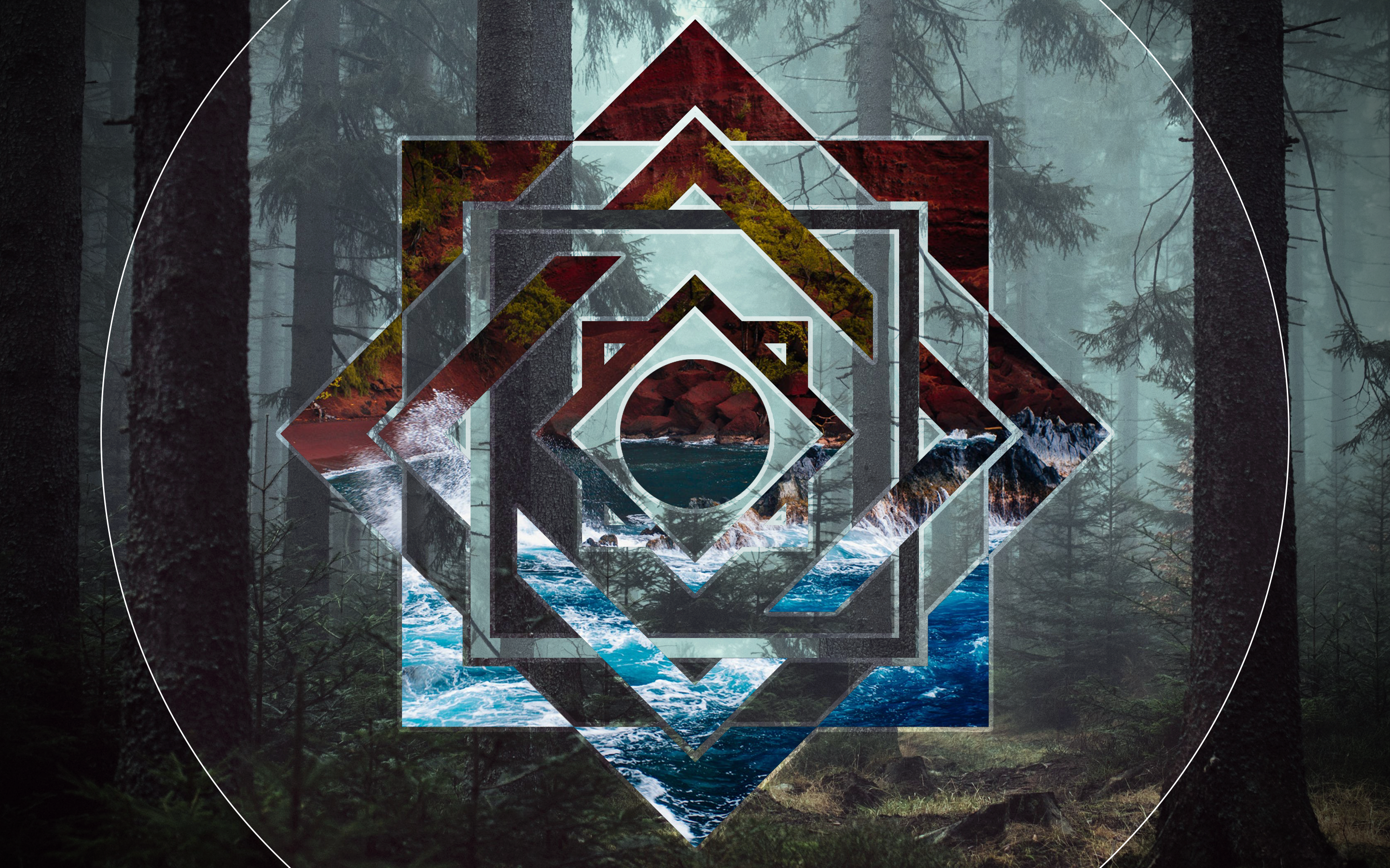 Download Ocean Forest Artistic Polyscape HD Wallpaper