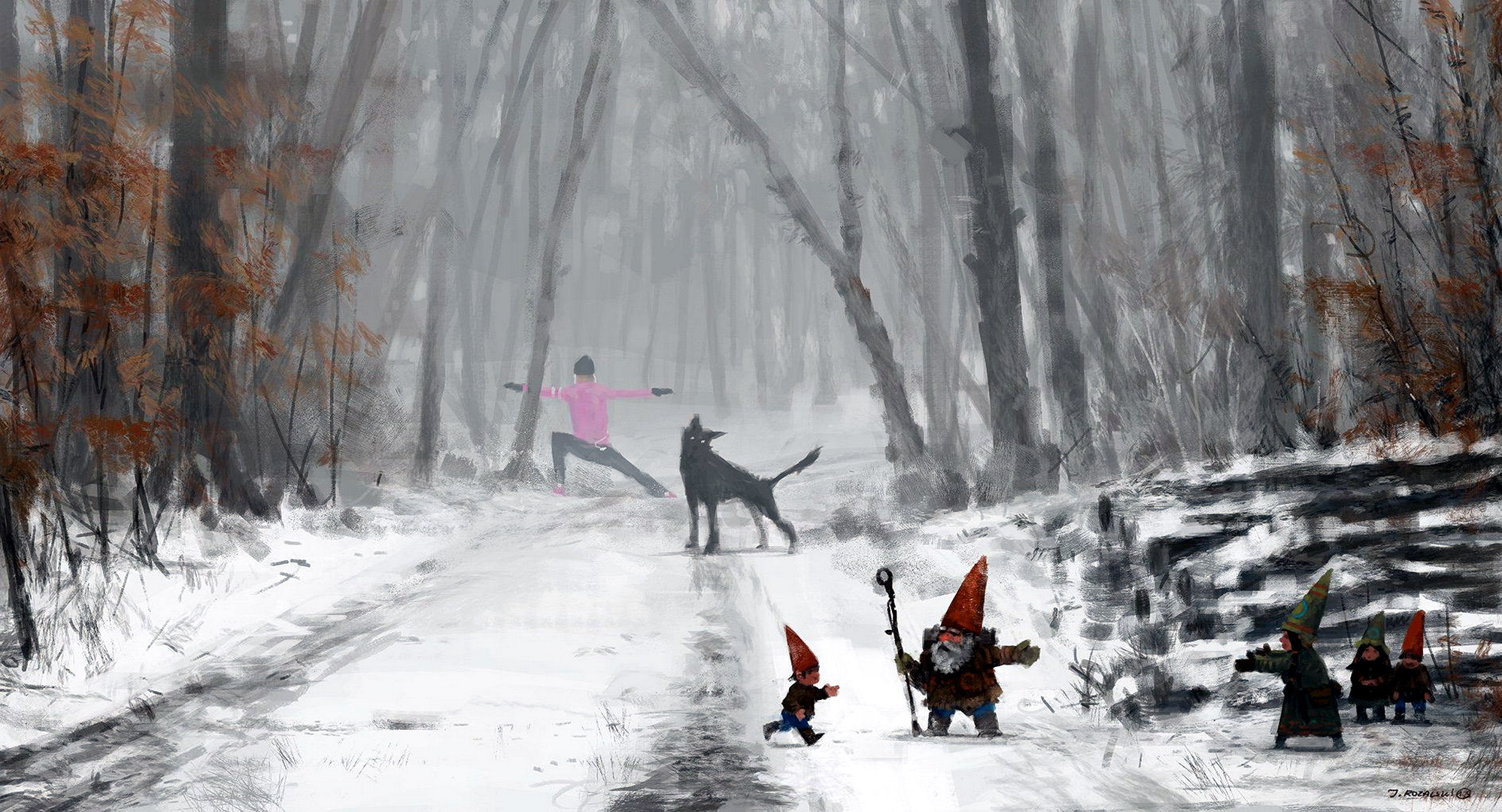 Download Snow Fantasy Wolf HD Wallpaper by Jakub Rozalski